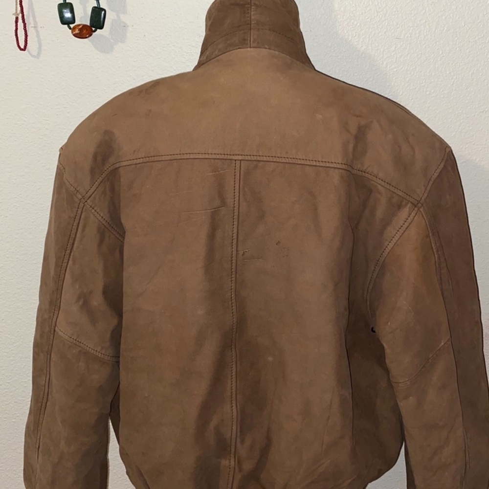 Vintage Bomber Map Lined Leather Jacket - Gem